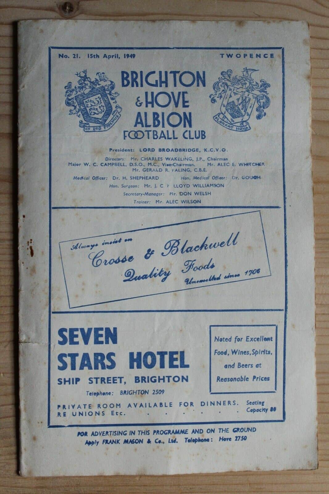 Brighton & Hove Albion Football Programmes for Sale | Match Day Programmes