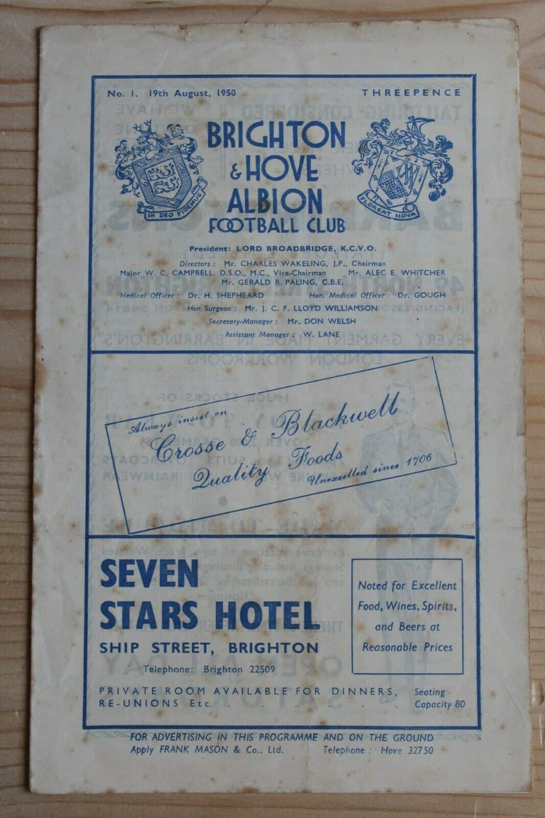 Brighton & Hove Albion Football Programmes for Sale | Match Day Programmes