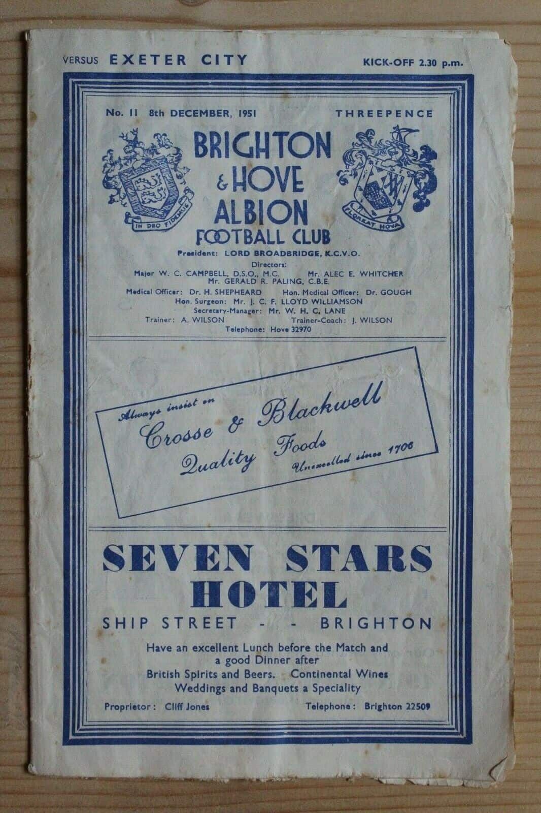 Brighton & Hove Albion Football Programmes for Sale | Match Day Programmes