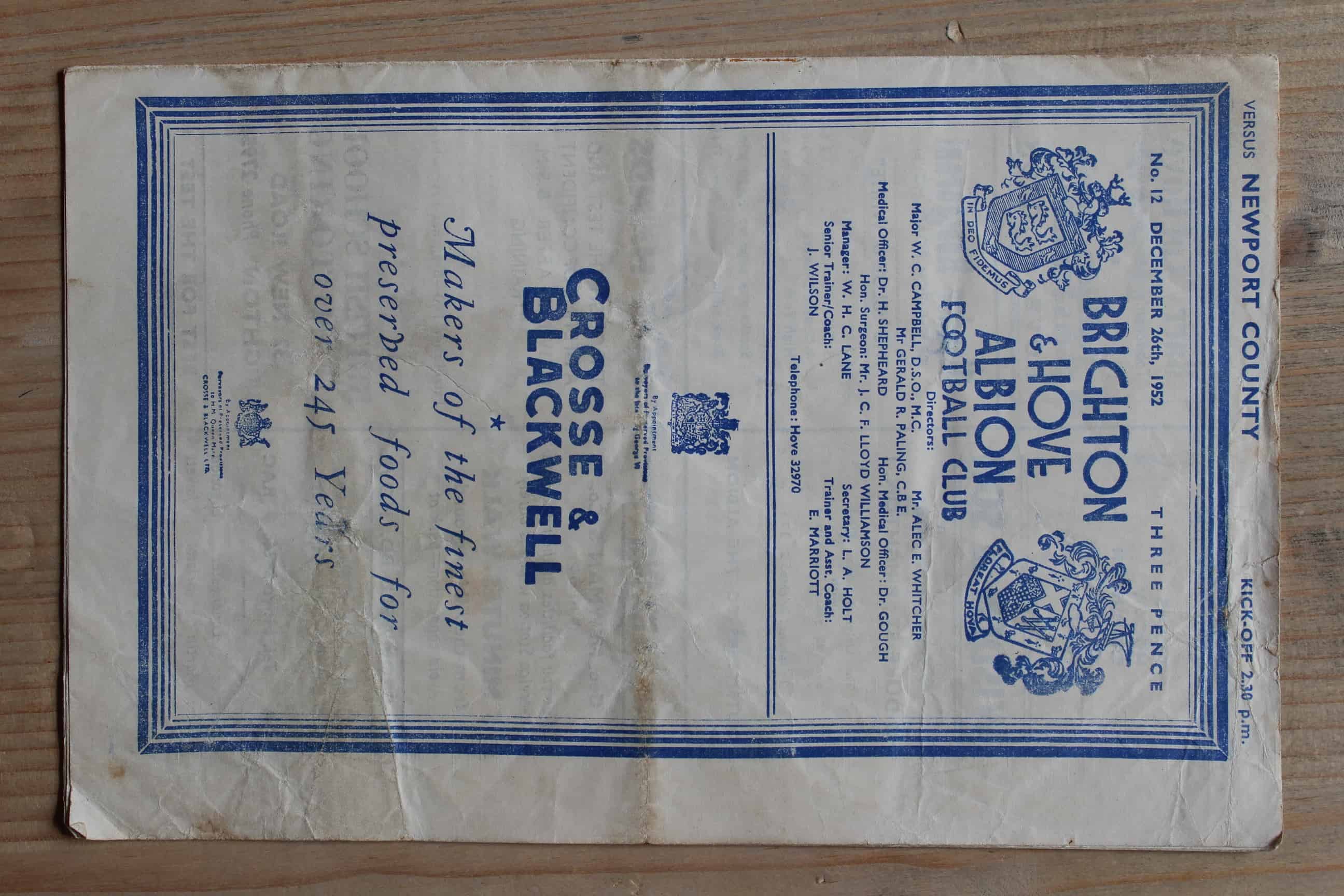 Brighton & Hove Albion Football Programmes for Sale | Match Day Programmes